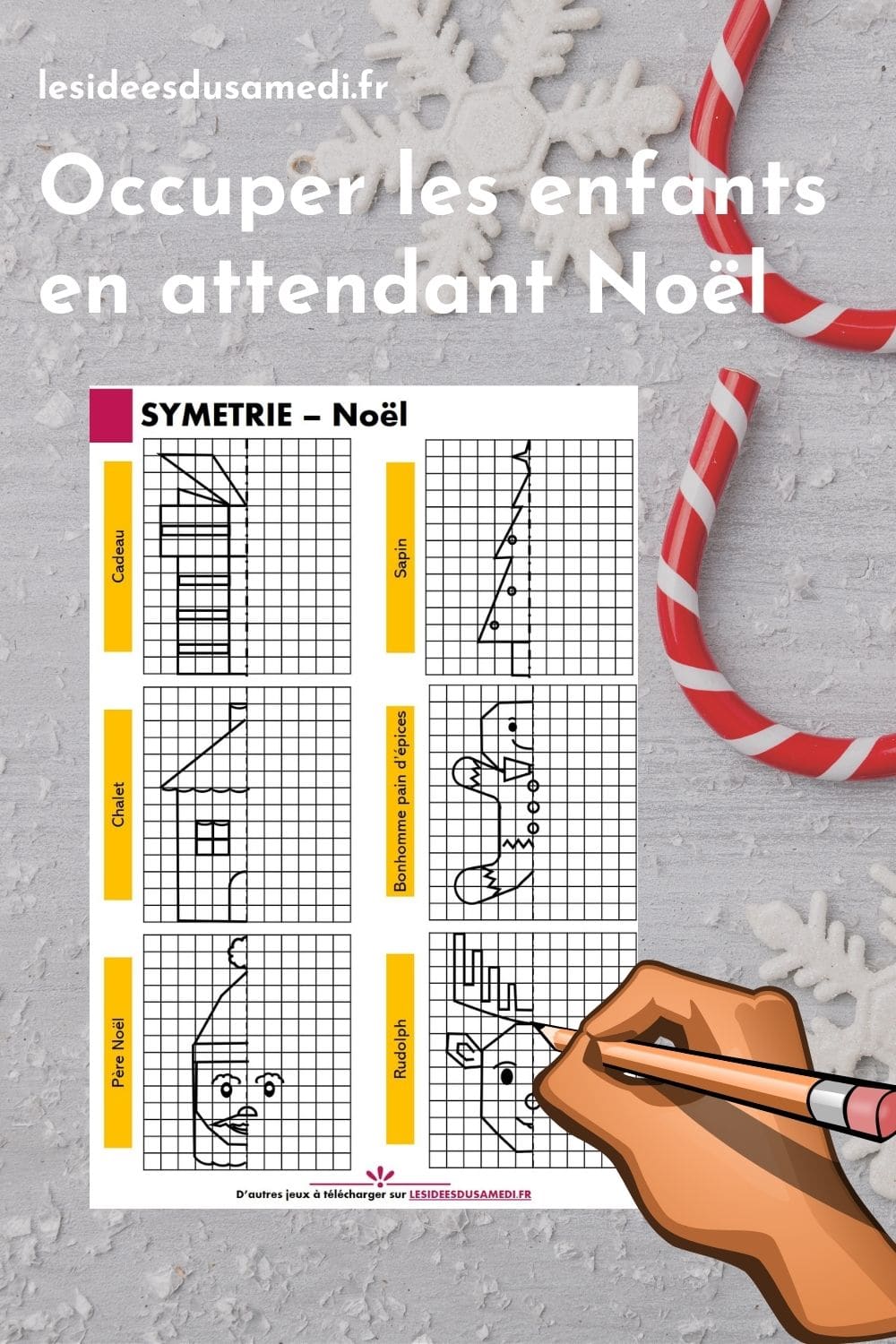 Jeu de symétrie de Noël à imprimer