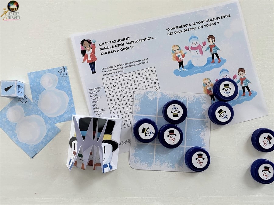 Jeux thème hiver à imprimer : bonhomme de neige