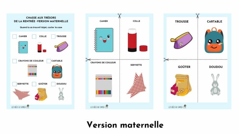 Chasse aux trésors de rentrée pour école maternelle