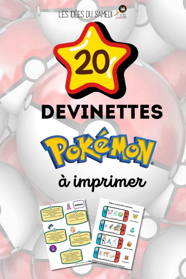 Devinette pokemon pour enfants : 20 charades et rébus en PDF