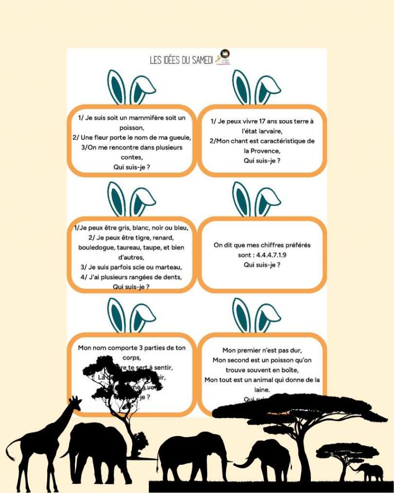 30 devinettes animaux, de facile à difficile (PDF)