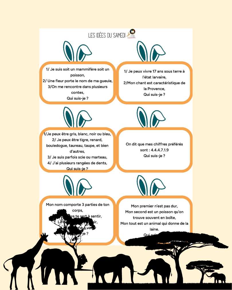 30 devinettes animaux, de facile à difficile (PDF)