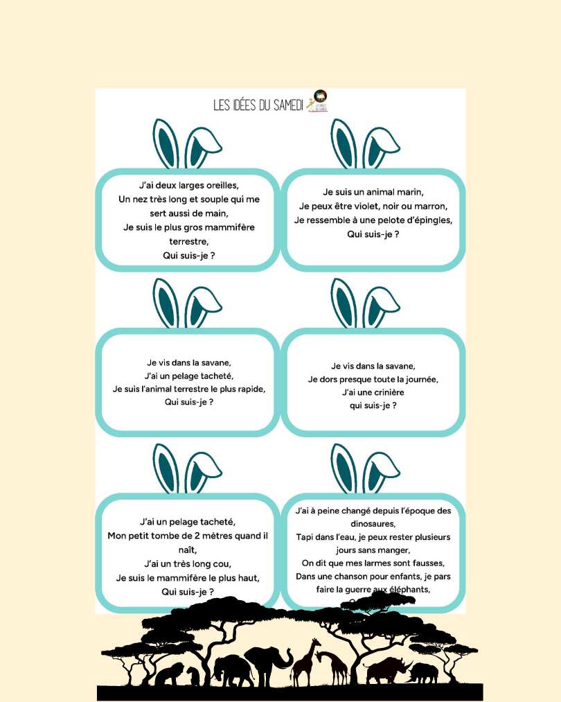 30 devinettes animaux, de facile à difficile (PDF)